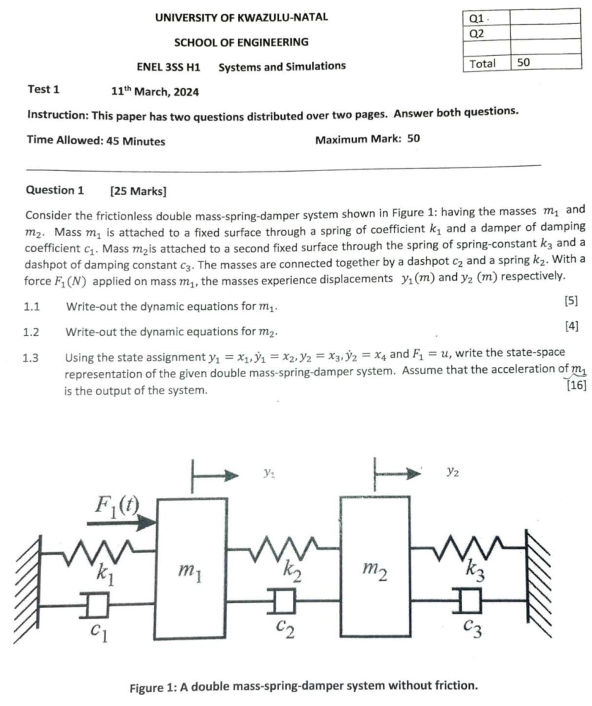 ENEL 3SS H1 Systems and Simulations Test 1 - March 2024 - Studocu