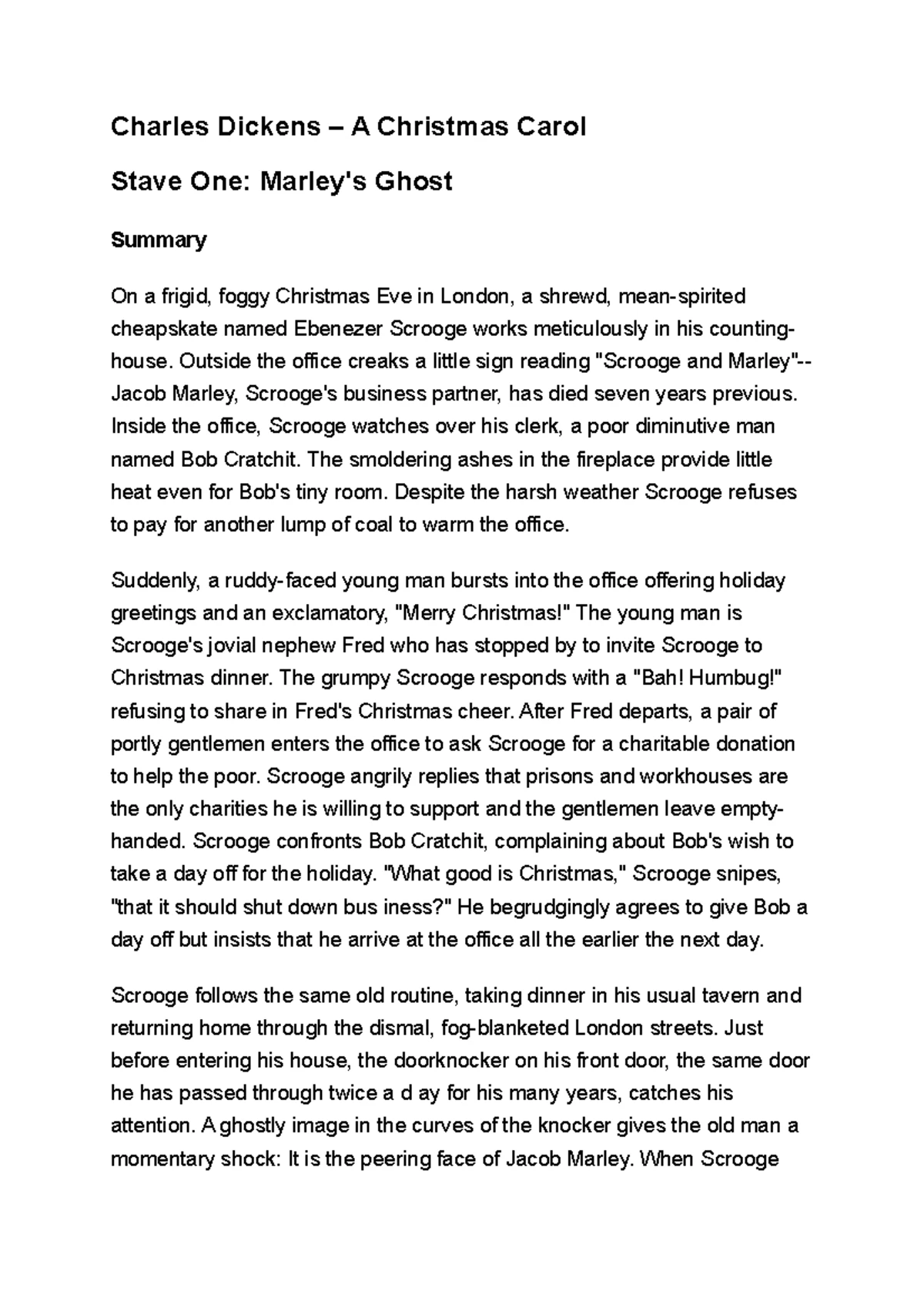 A Christmas Carol Essay - The essay analyses the struggles of the poor ...
