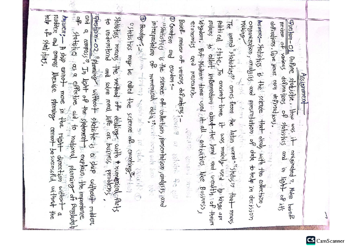 CS Assignment 01: Understanding Statistics and Its Applications - Studocu