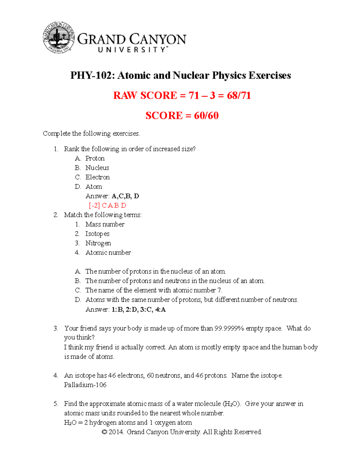 PHY-102-R-Atomicand Nuclear Physics Exercises graded - PHY-102: Atomic ...
