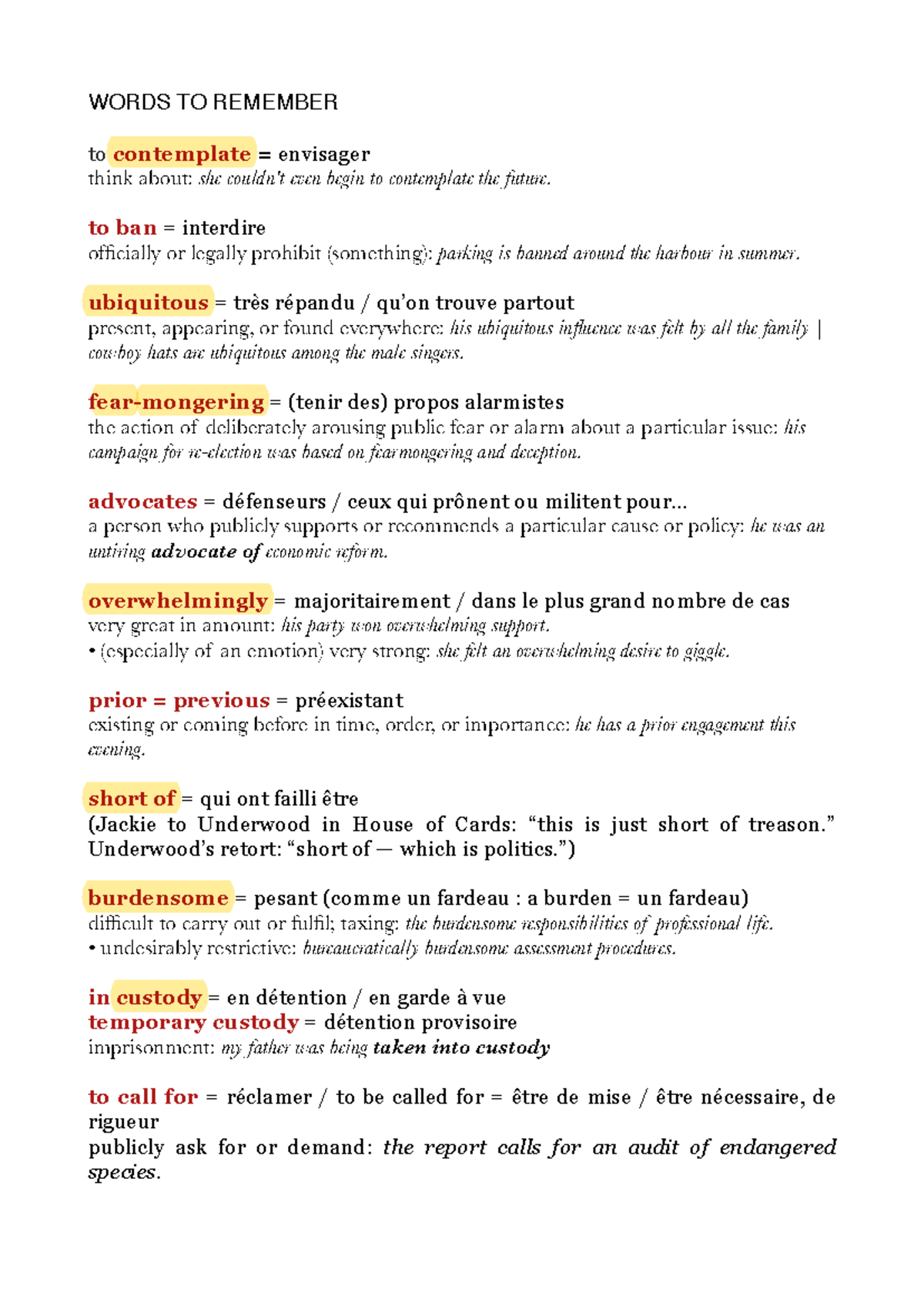 Words gun control - vocabulaire essentiel sur le thème de la régulation ...