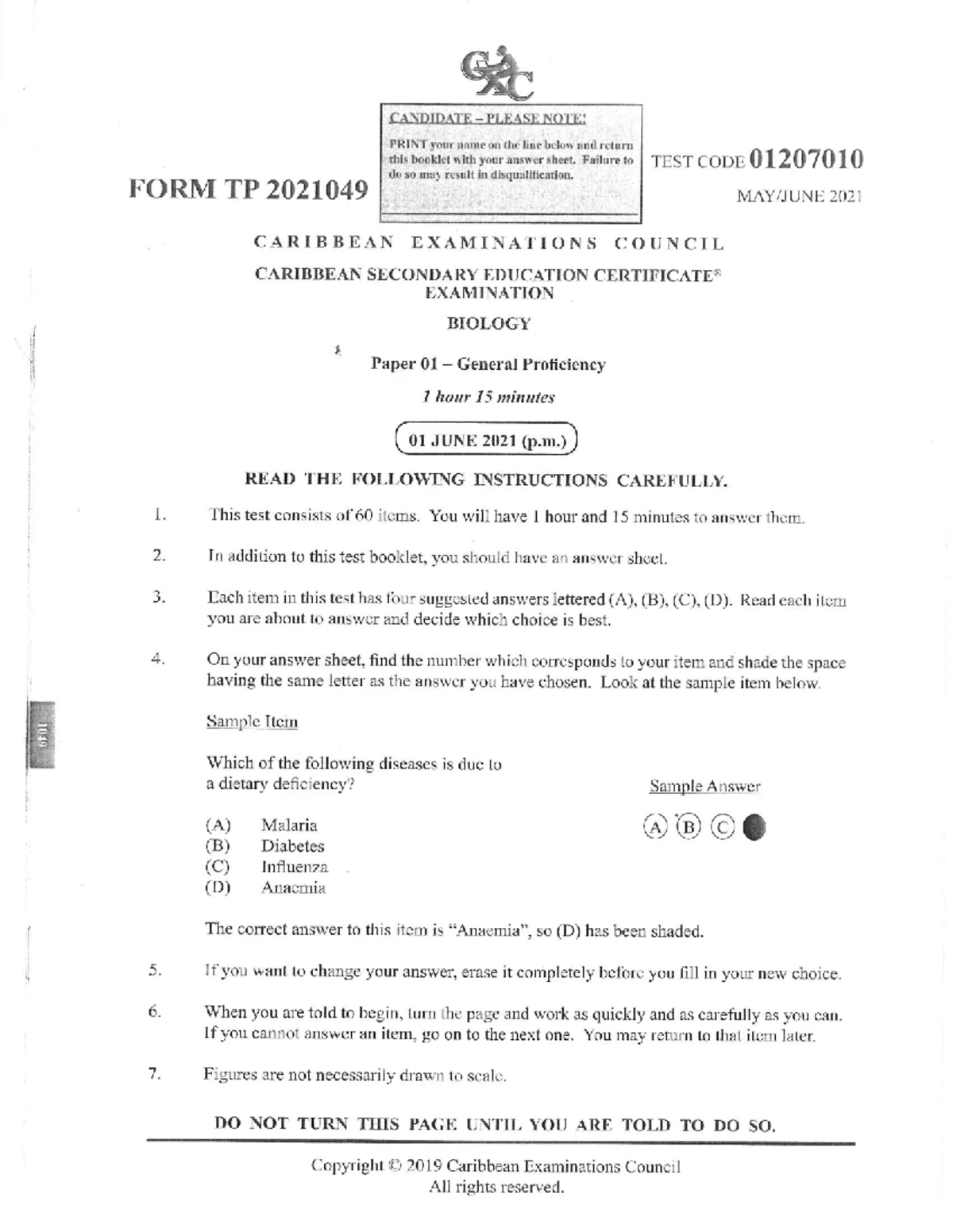 CSEC Biology Jan 2024 Paper 2 - Comprehensive Summary - Studocu