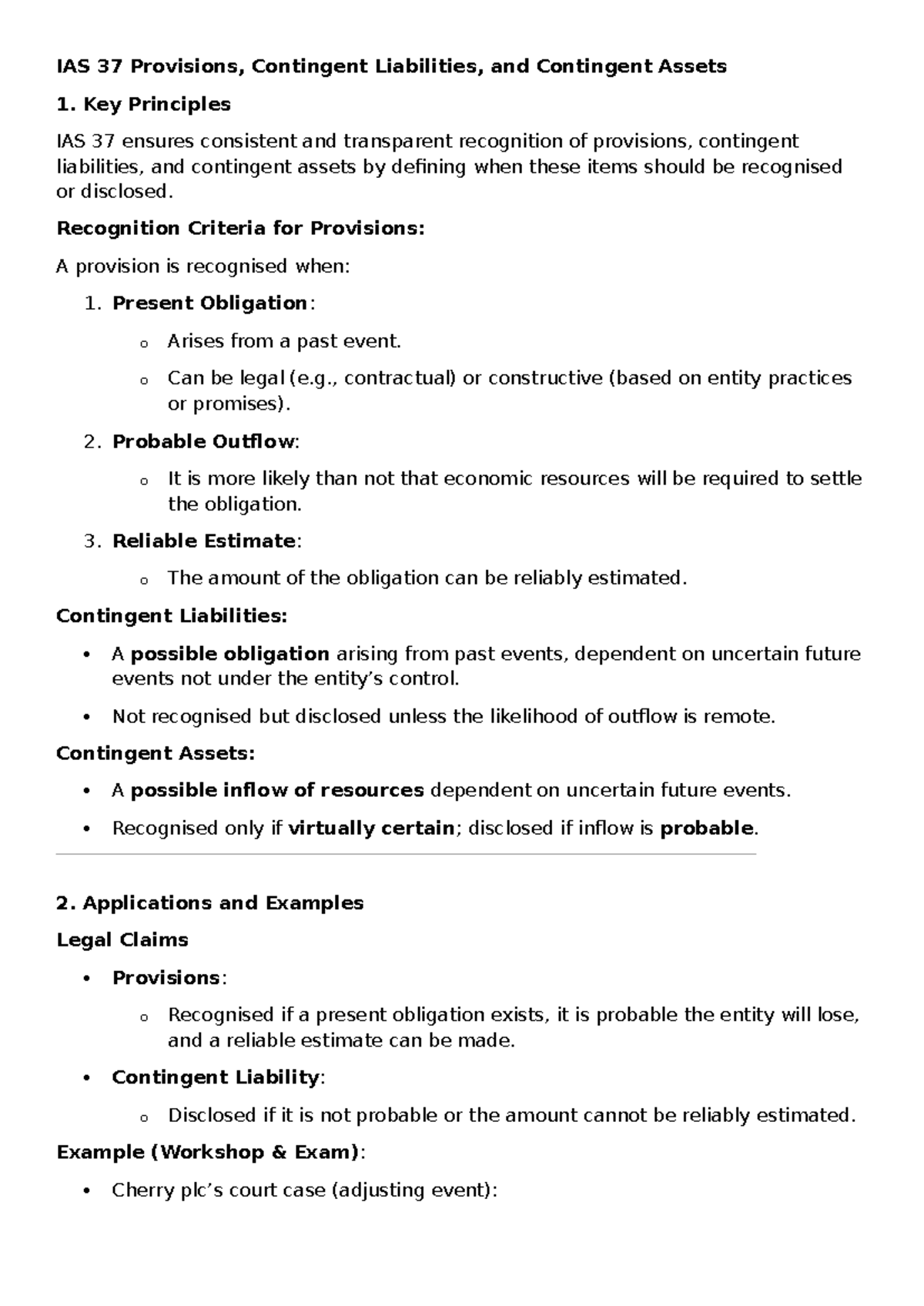 Provisions, Contingent Liabilities, and Contingent Assets - Key ...