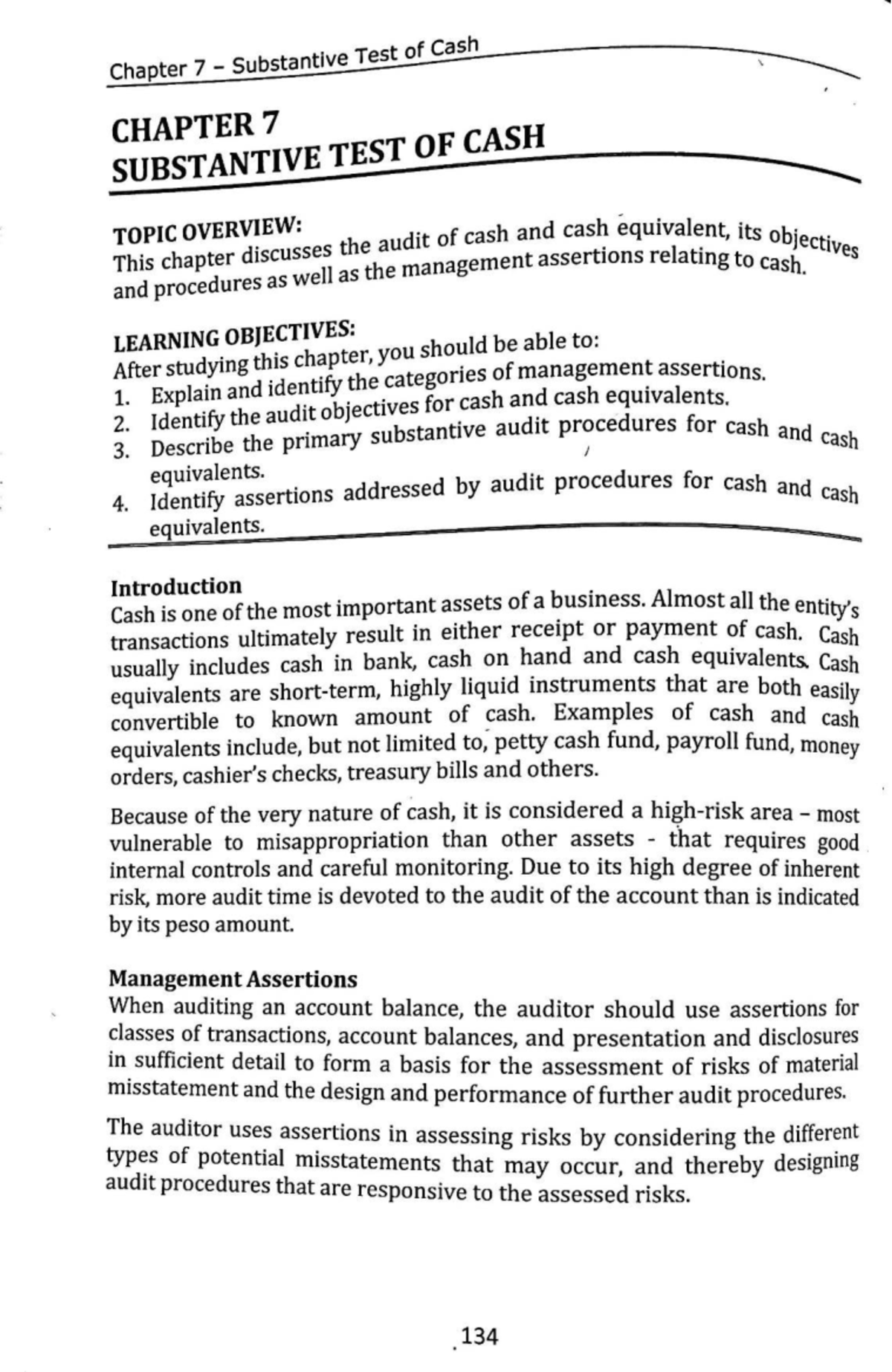 Chapter 7: Substantive Test of Cash - Audit Procedures and Assertions ...