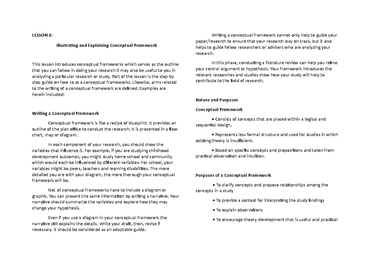 Lesson 6 - Illustrating and Explaining Conceptual Framework (2 ...