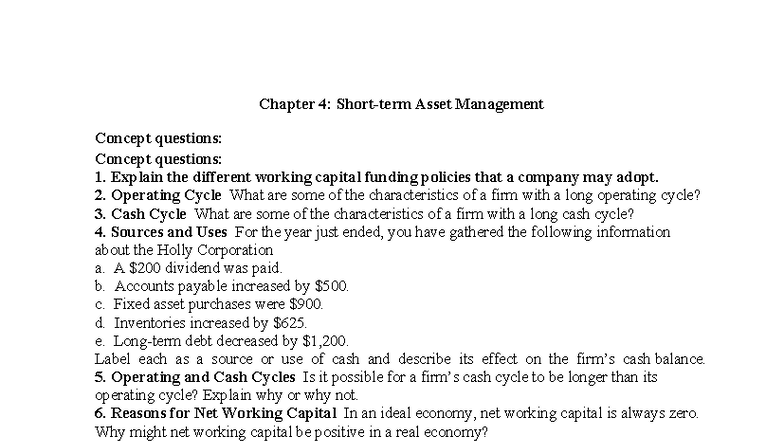 Chapter 4: Asset Management Concept Questions & Exercises - Studocu