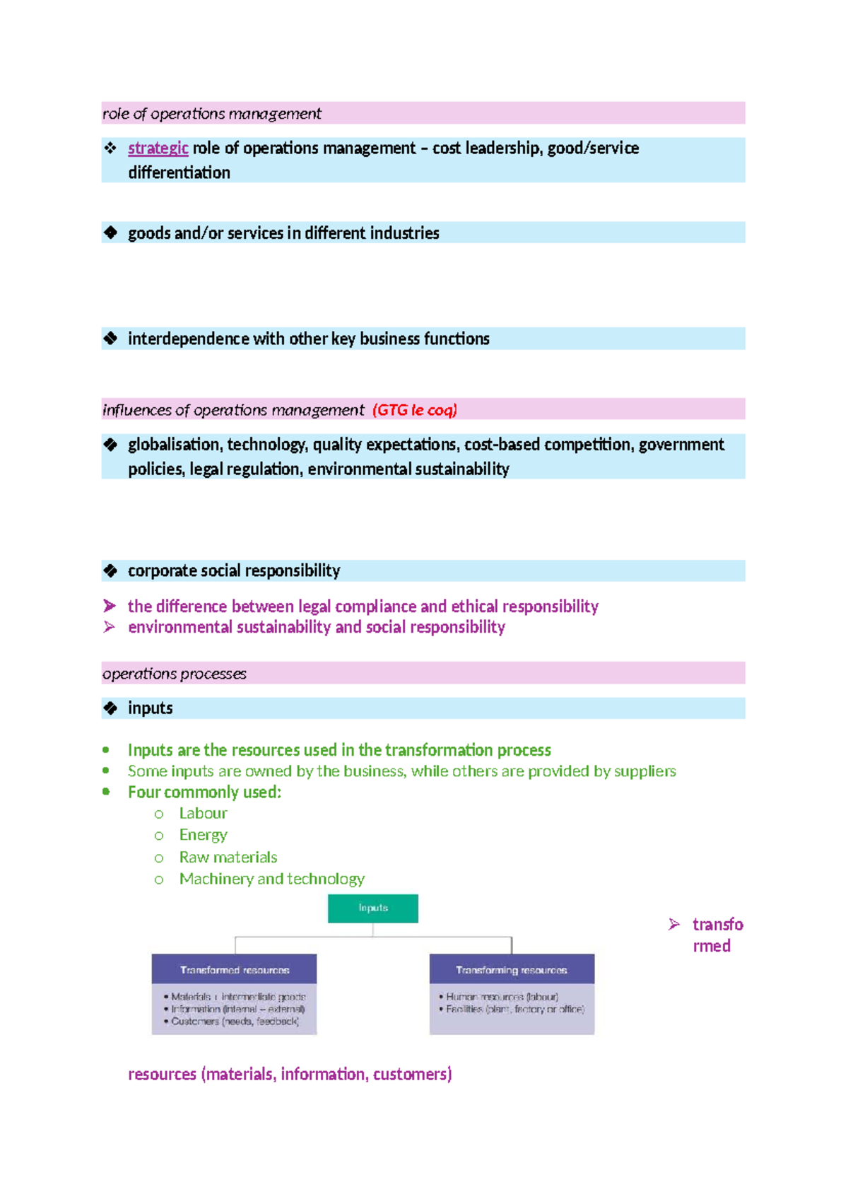 HSC Operations Management: Strategic Role & Key Influences - Studocu