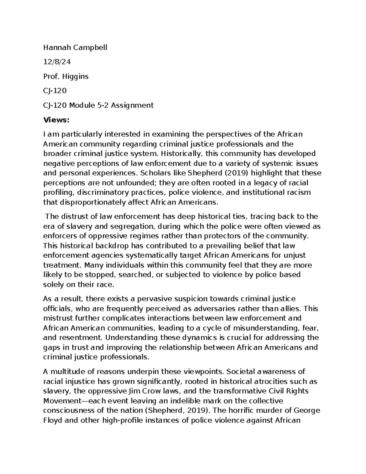 Module 5-2 assignment - it will help you - Hannah Campbell 12/8/ Prof ...