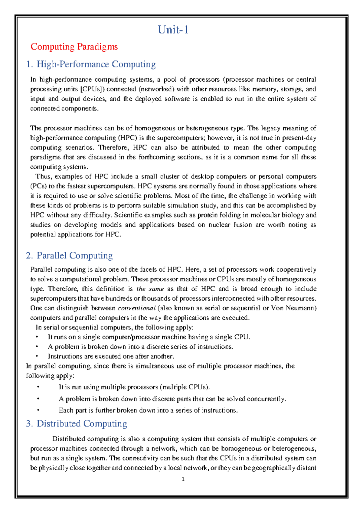 Unit-1 CC Notes: Exploring Computing Paradigms and Cloud Technologies ...