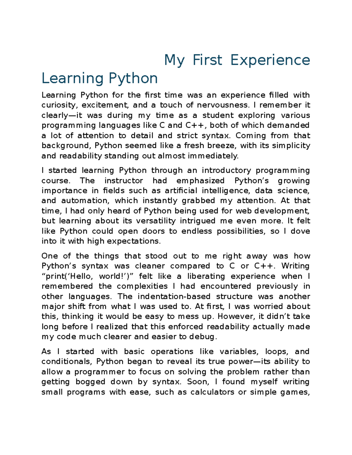 Tech7-10 - technical - My First Experience Learning Python Learning ...