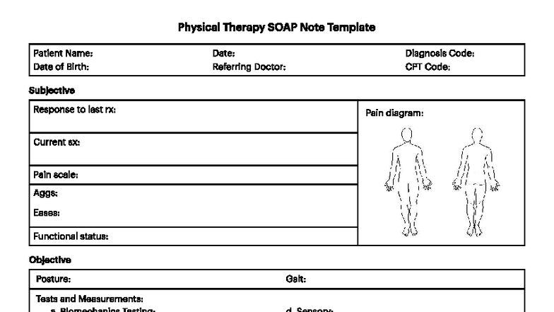 Physical Therapy SOAP Note Template for Patient Assessment - Studocu