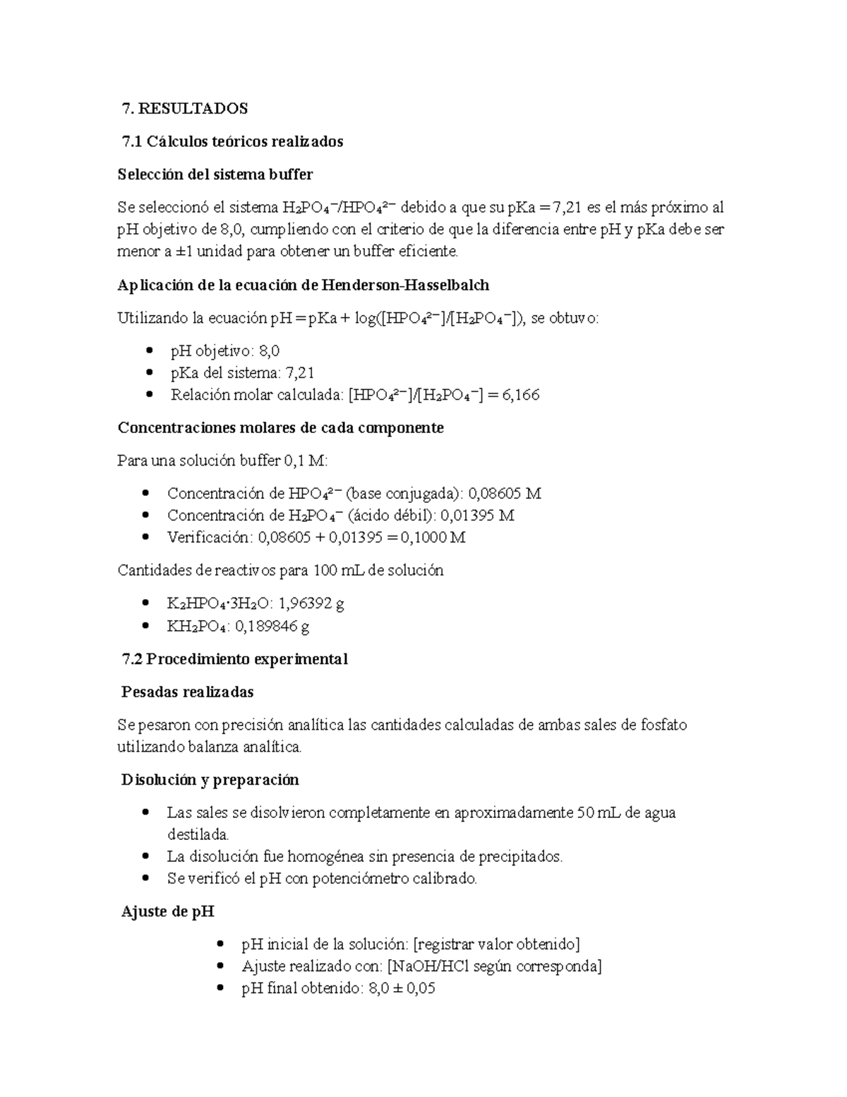 Resultados y Conclusiones del Sistema Buffer (Química 101) - Studocu