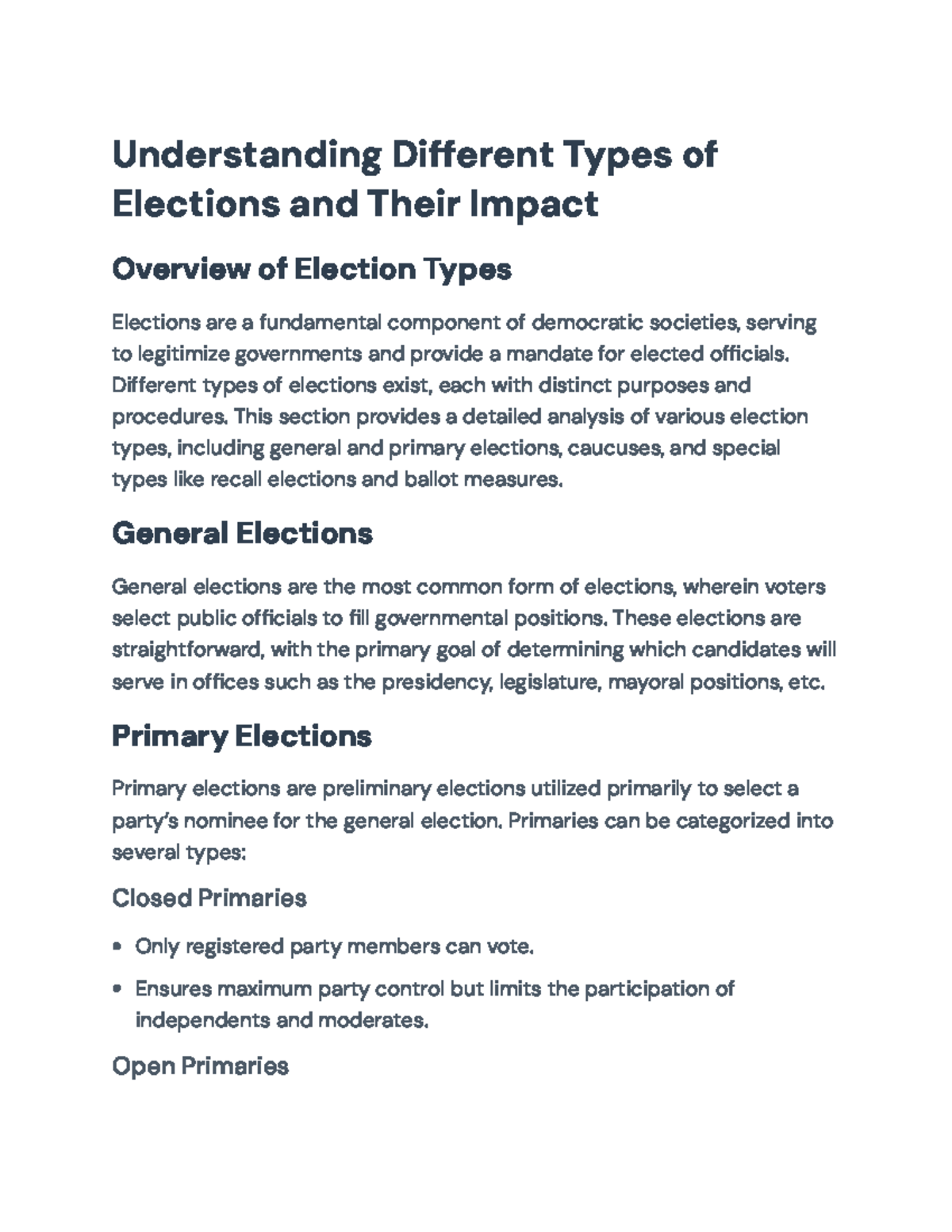 Understanding Types of Elections and Their Impact (Govt 101 ...