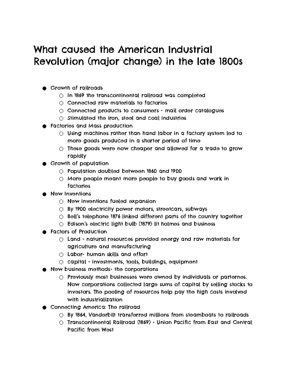 Unit 6 - Notes on the Causes of the American Industrial Revolution ...