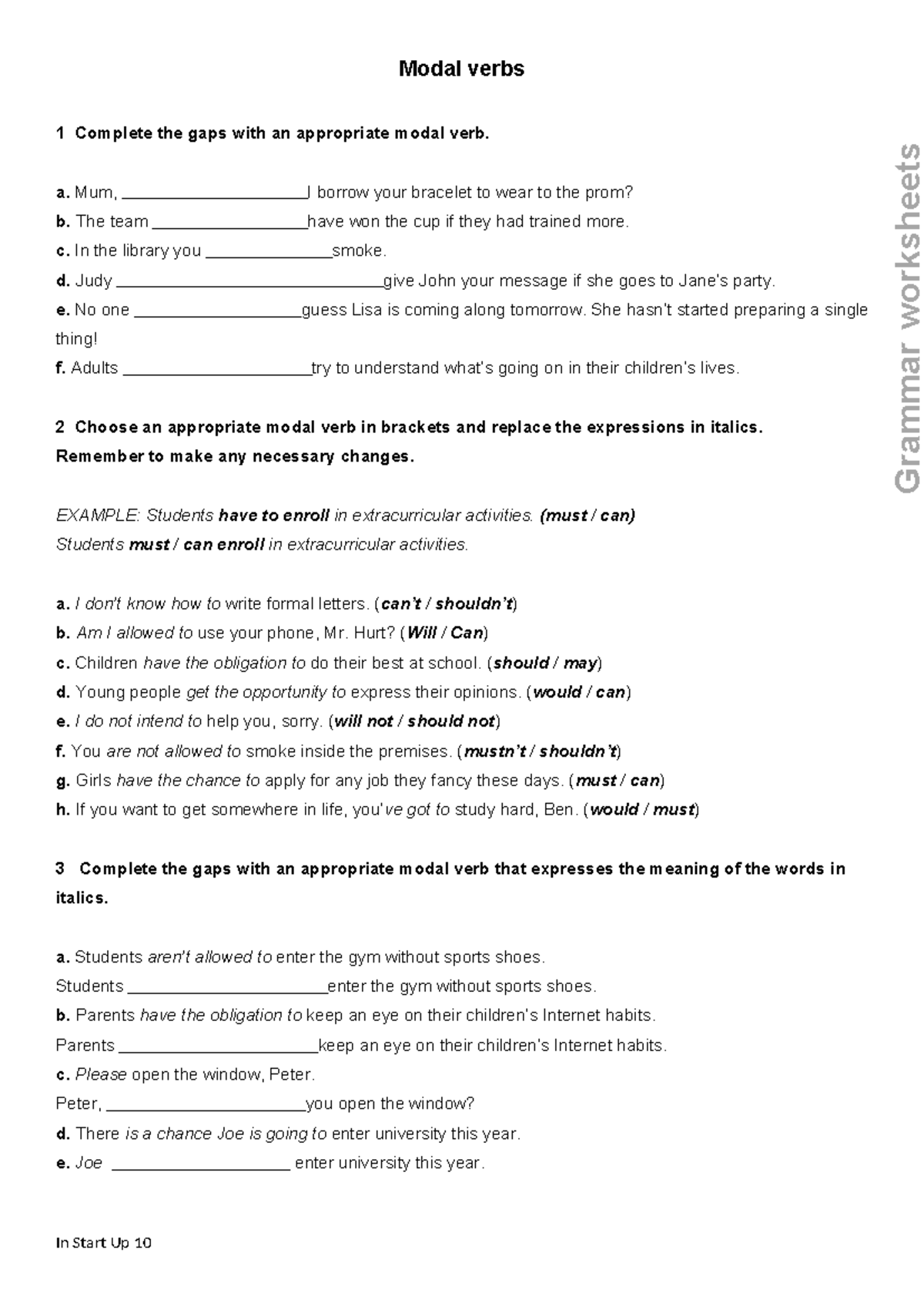 Modal Verbs Practice Exercises (ENG 101) - Studocu