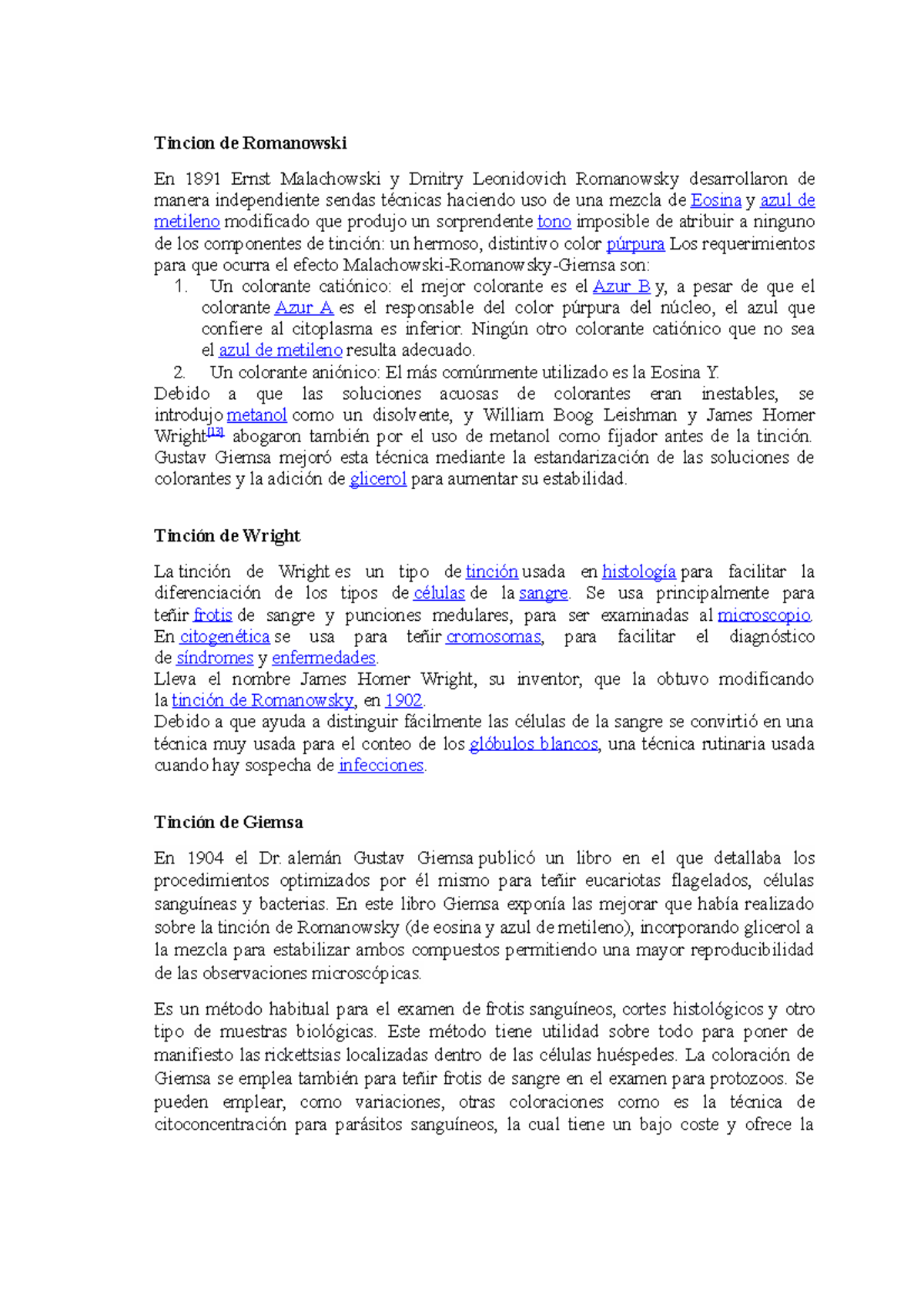 Tinciones - Tincion de Romanowski En 1891 Ernst Malachowski y Dmitry ...