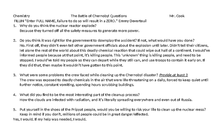 Chernobyl+disaster+11 - Chemistry The Battle of Chernobyl Questions Mr ...