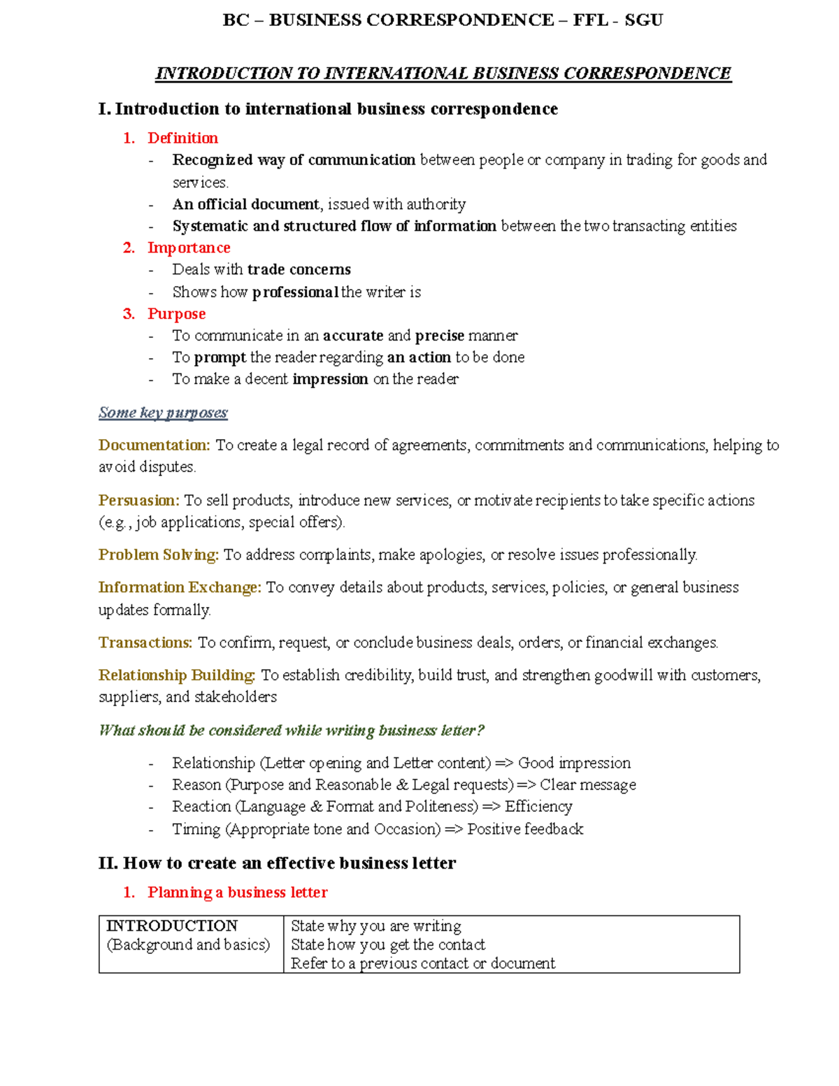 BC BUSINESS CORRESPONDENCE FFL SGU: Effective International ...