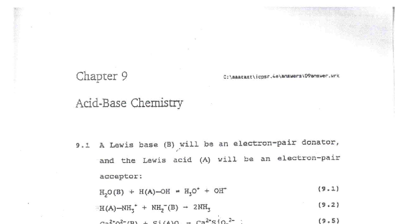 Chapter 9 Chemistry: Lewis Acids and Bases (Chemistry 9) - Studocu