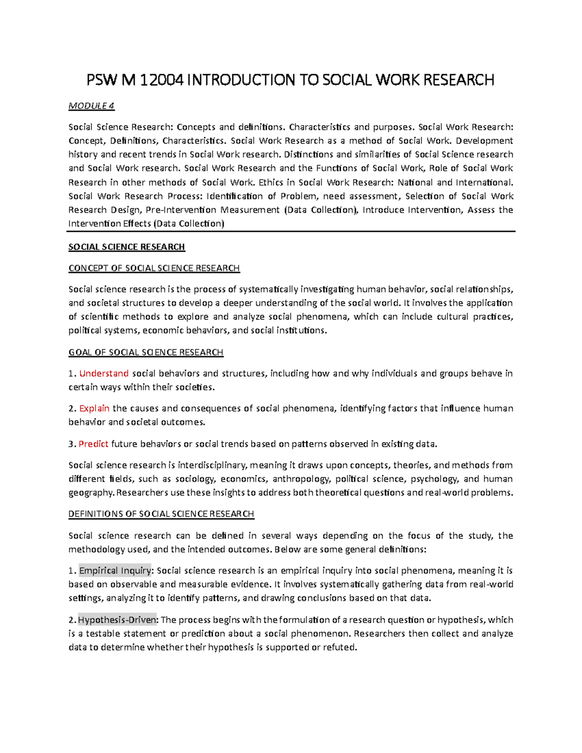 PSW M 12004 Module 4: Social Work Research Concepts and Ethics - Studocu