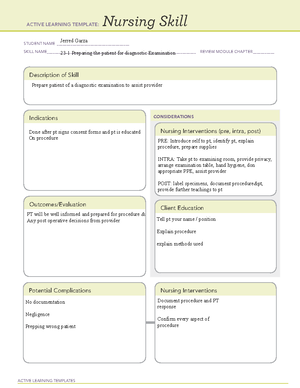 Nursing Skill Sterile Technique - ACTIVE LEARNING TEMPLATES Nursing ...