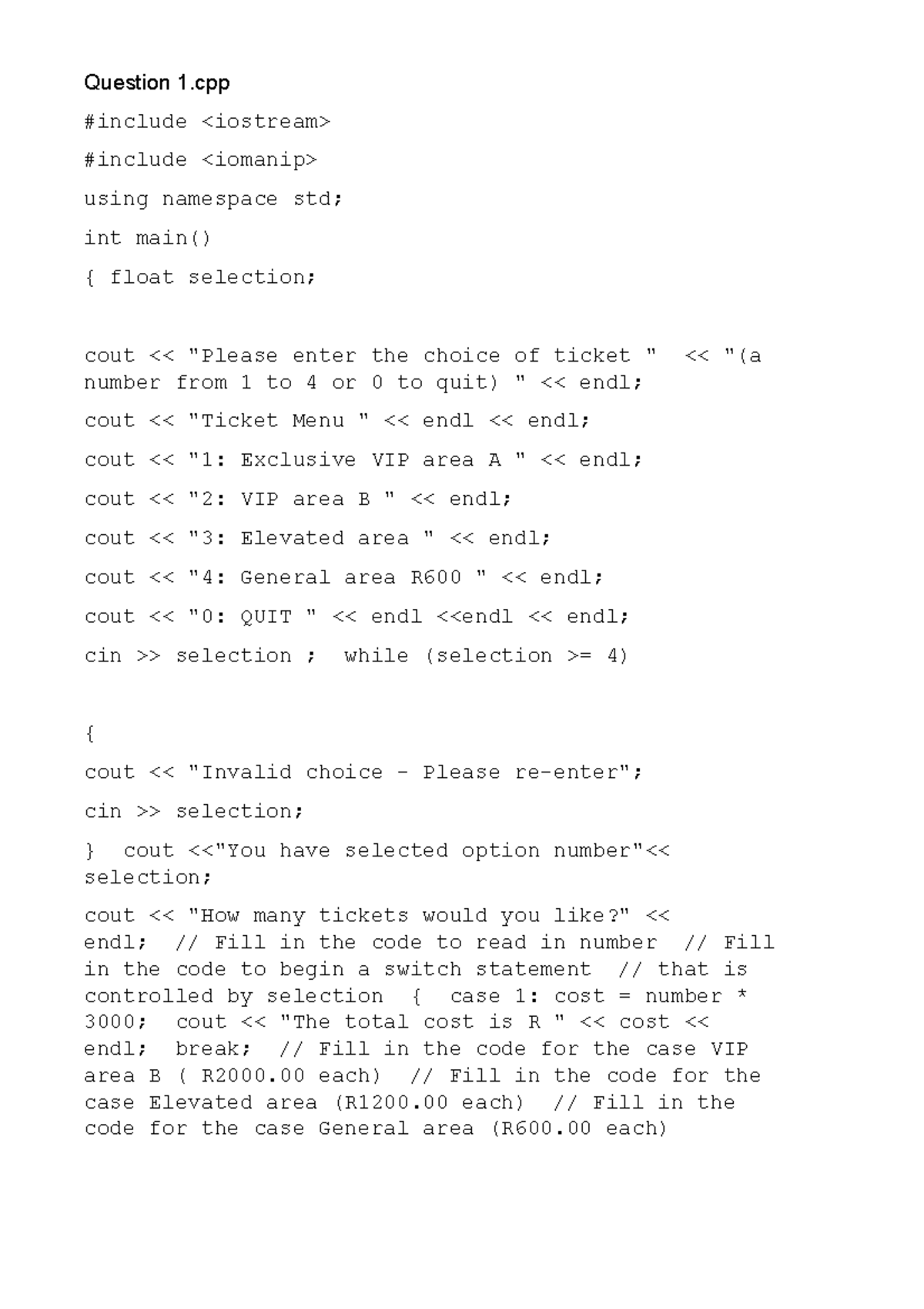 COS1511 Programming Assignment 2 - Question 1 #include #include - Studocu
