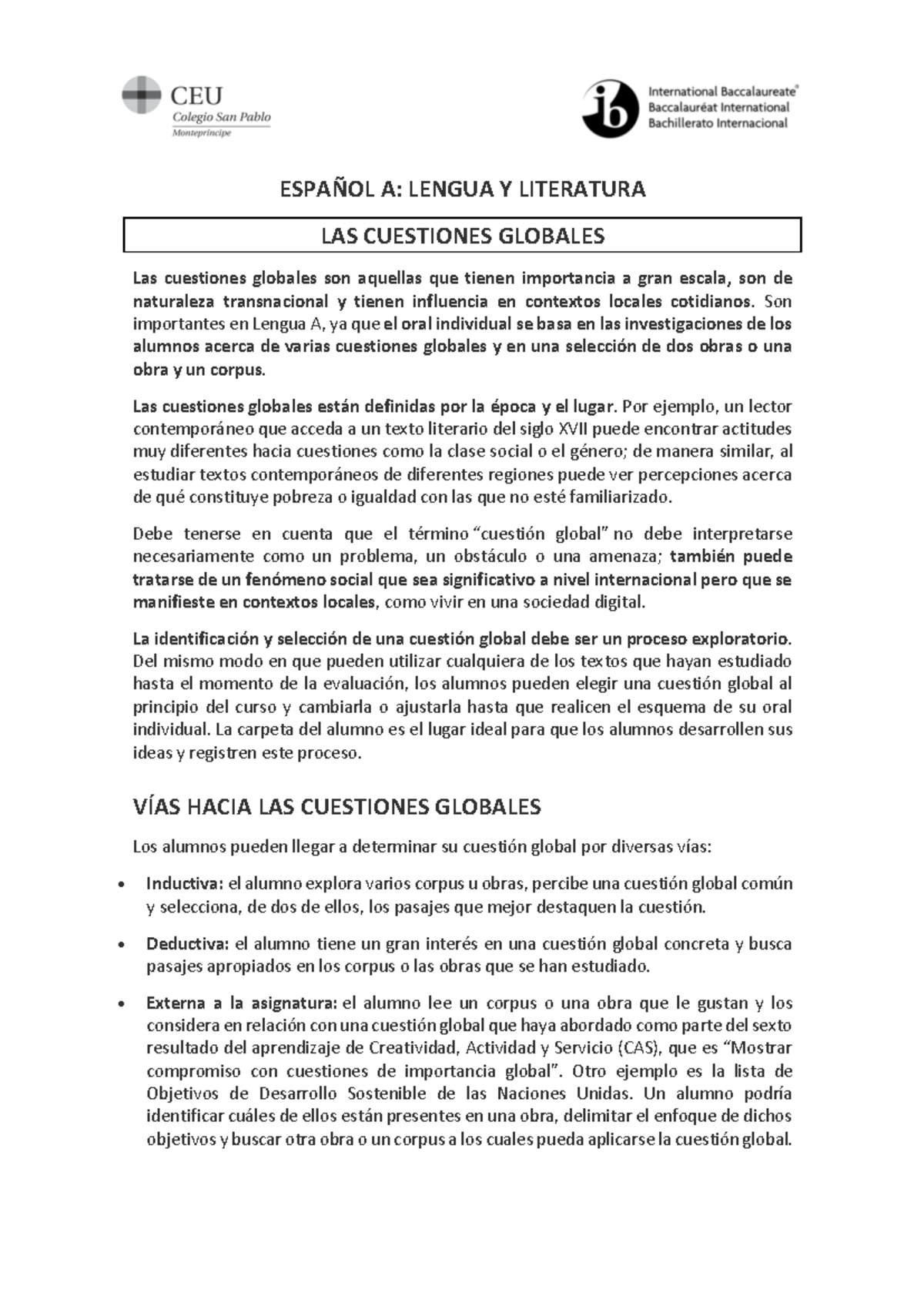 Cuestiones Globales en Lengua A: Conceptos y Ejemplos Detallados - Studocu