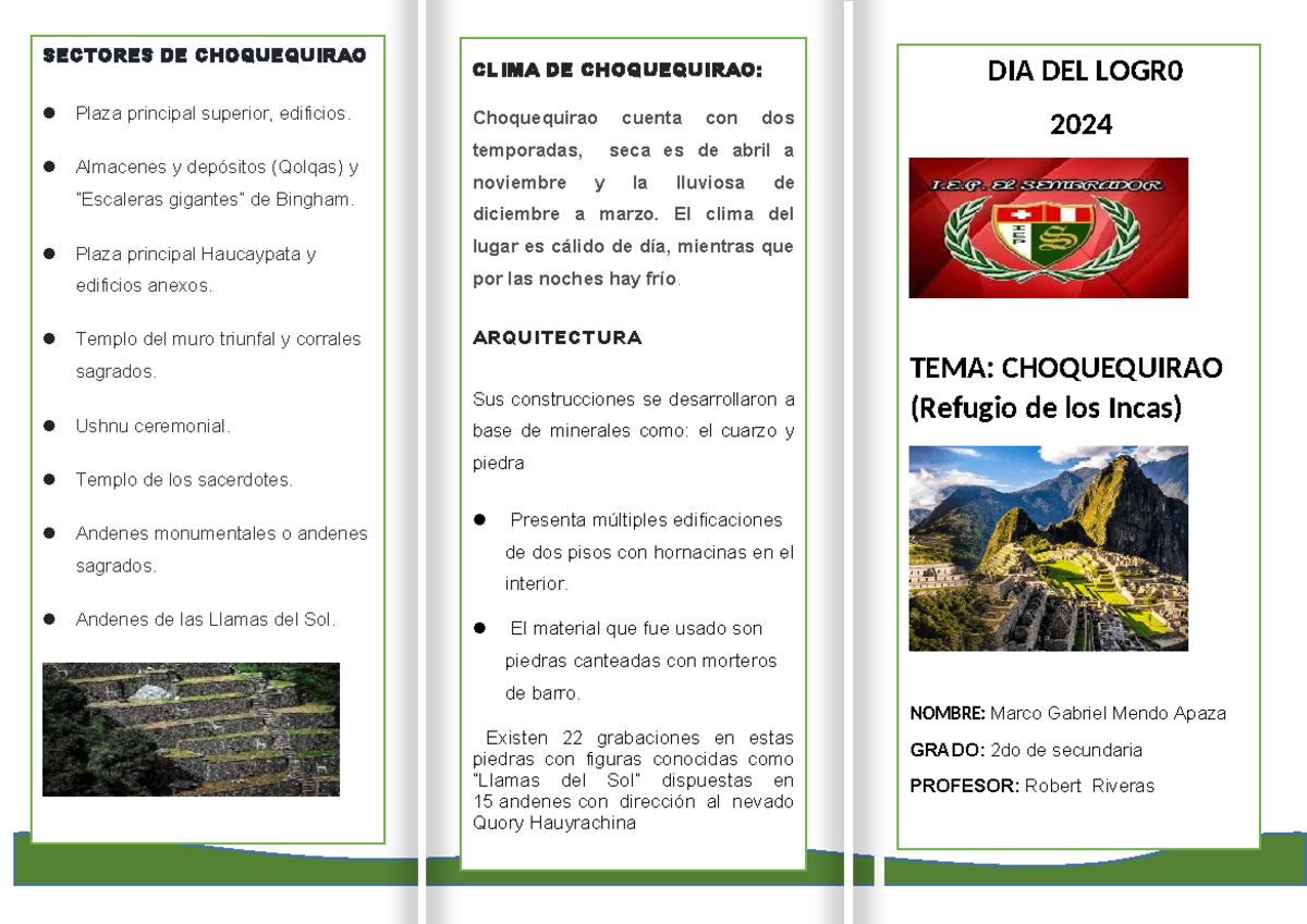Darien Model Triptych: Insights on Choquequirao Architecture and ...