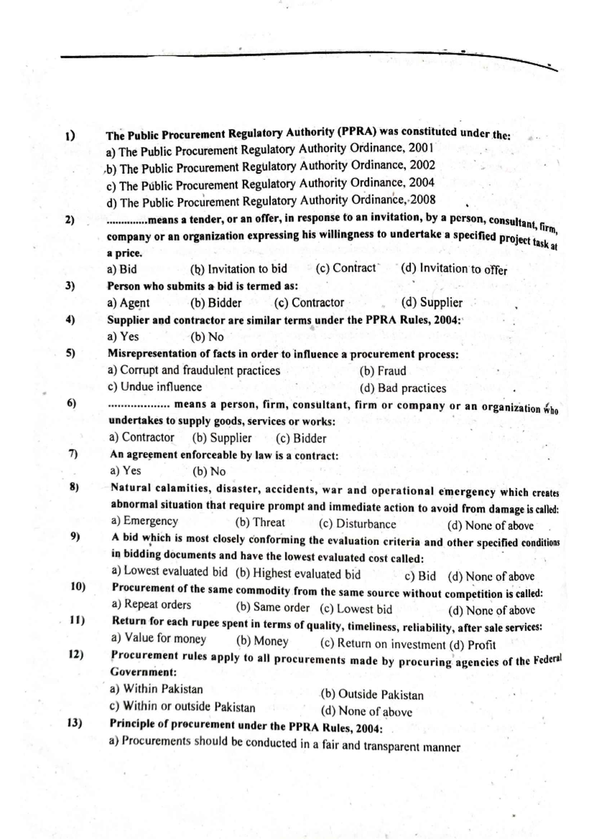 PPRA Rules 2004: MCQs for Public Procurement Exam Preparation - Studocu