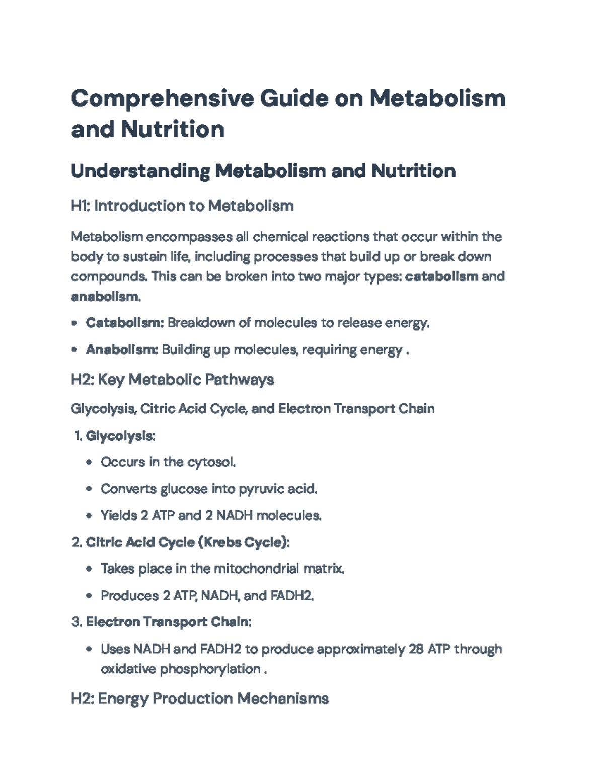 Understanding Metabolism and Nutrition: A Comprehensive Guide ...