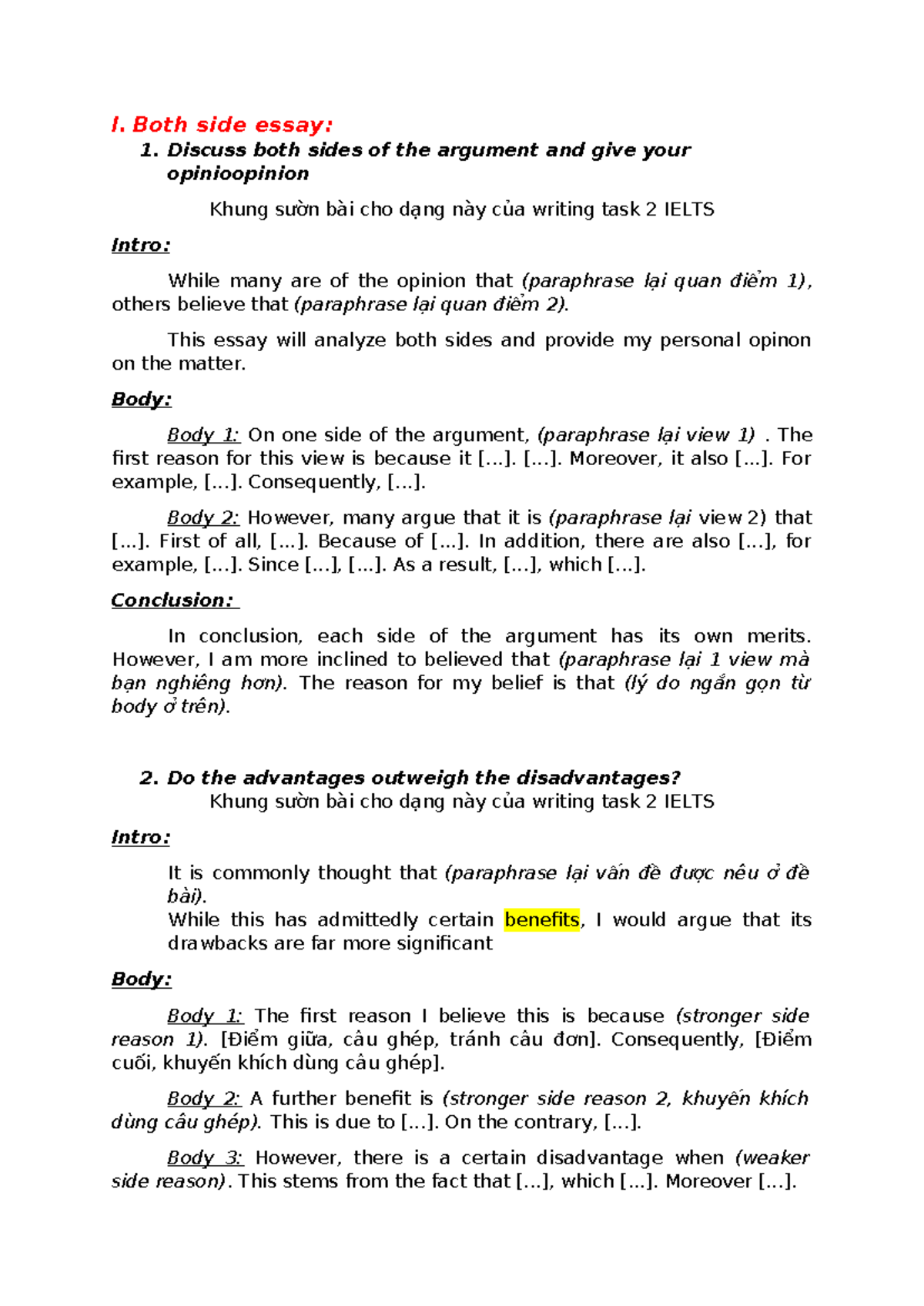 B2 IELTS Writing Task 2 Essay Frameworks and Tips - Studocu