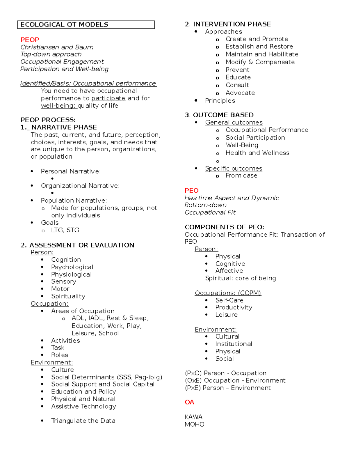 Ecological OT Models - just for access - ECOLOGICAL OT MODELS PEOP ...