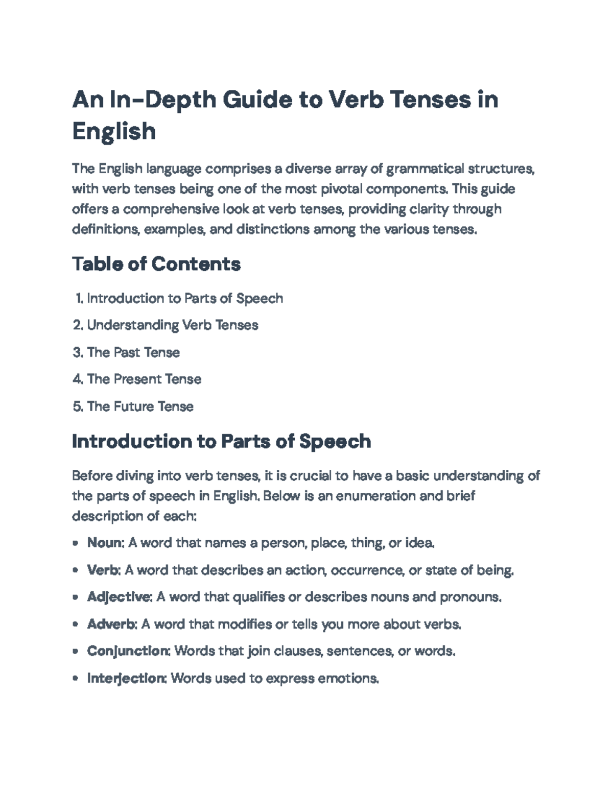 Comprehensive Guide to English Verb Tenses and Their Uses - An In-Depth ...
