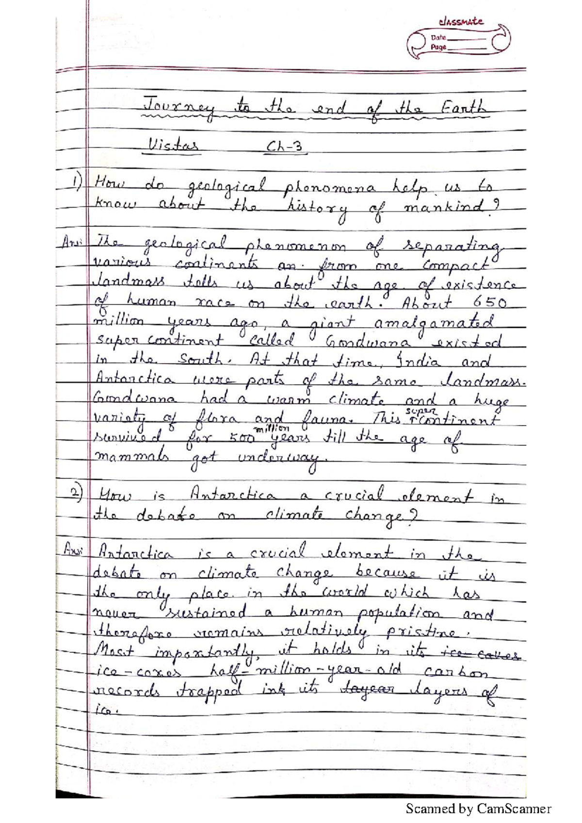 Journey to the End of the Earth: Important Q&A for Vistas Course - Studocu