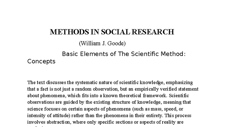 UNIT-3 (William J. Goode) - METHODS IN SOCIAL RESEARCH (William J ...