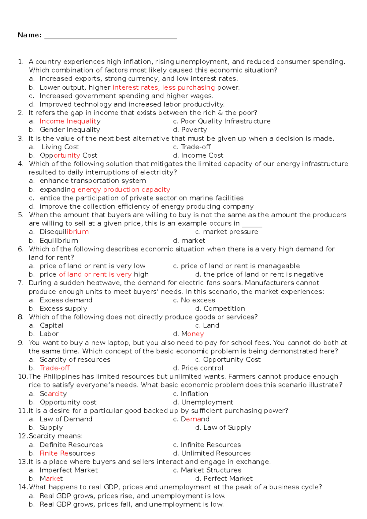 Applied Economics 3rd Quarter Exam: Key Concepts and Questions - Studocu