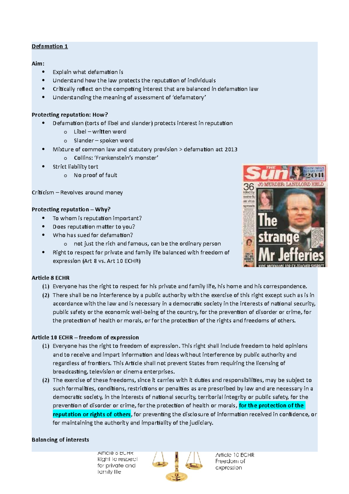 Defamation Law Overview and Key Concepts (Defamation 1) - Studocu