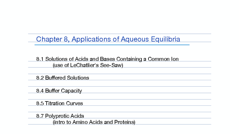 Chapter 8: Aqueous Equilibria Applications & Solutions (Chem 101) - Studocu
