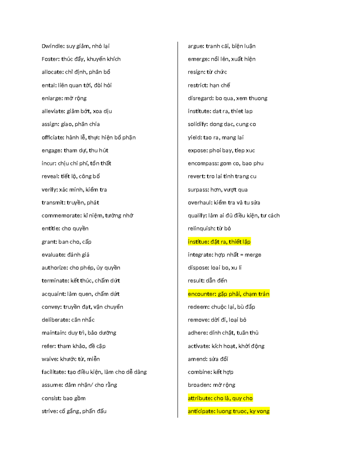 Vocabulary List for TOEIC Exam Preparation - Studocu