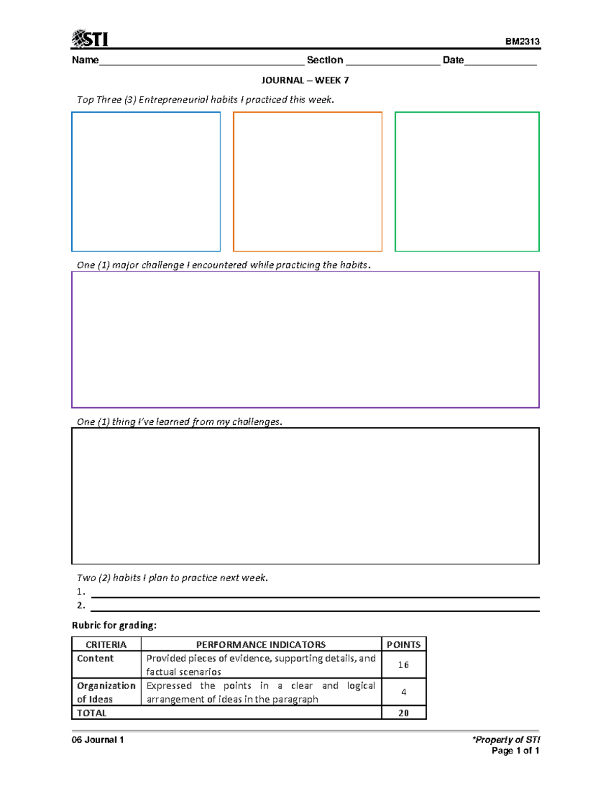 06 Journal 1 - Skskkksk - BM2 313 Name ...
