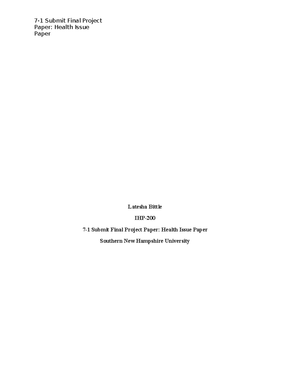 IHP-200 Final Exam: Health Issue Analysis on Adolescent Obesity - Studocu