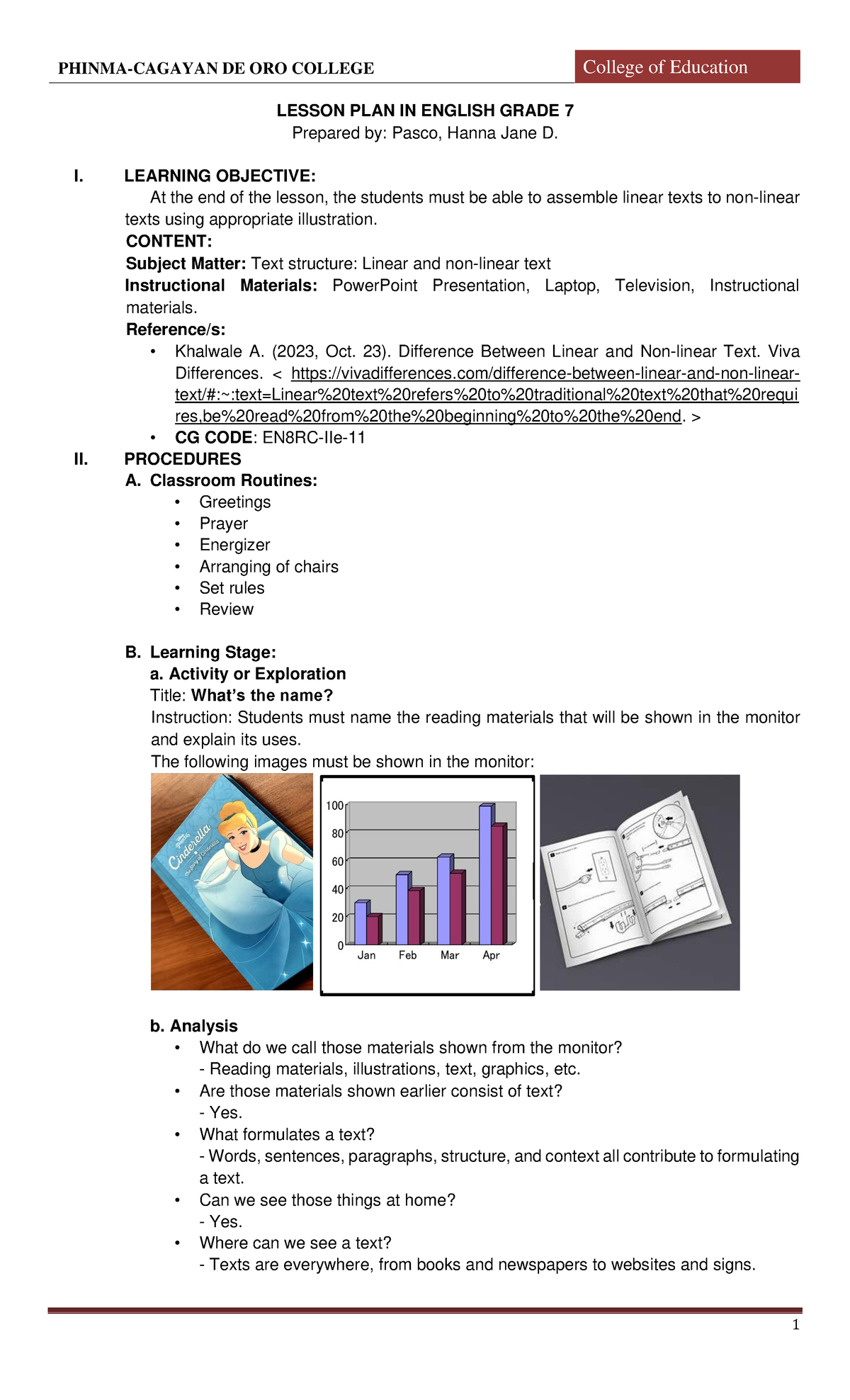 LINEAR-NONLINEAR - PHINMA-CAGAYAN DE ORO COLLEGE College of Education 1 ...