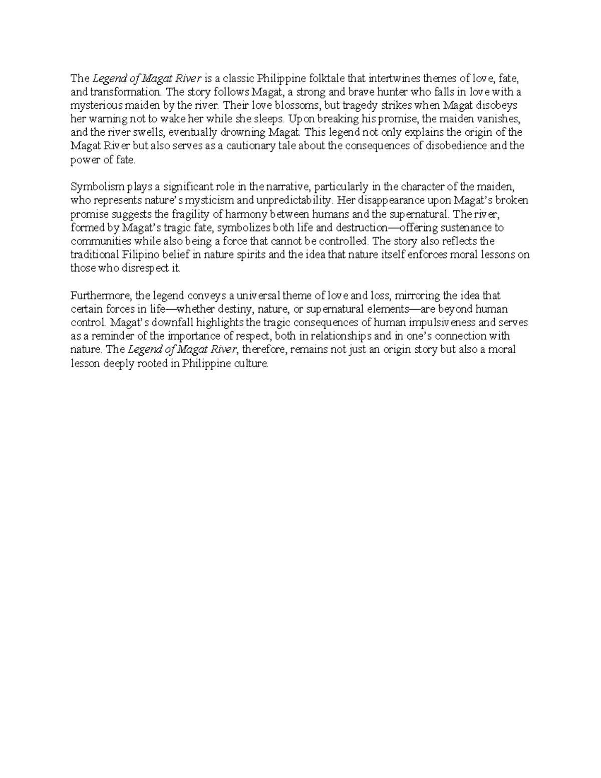 Analysis of "The Legend of Magat River": Themes & Symbolism - Studocu