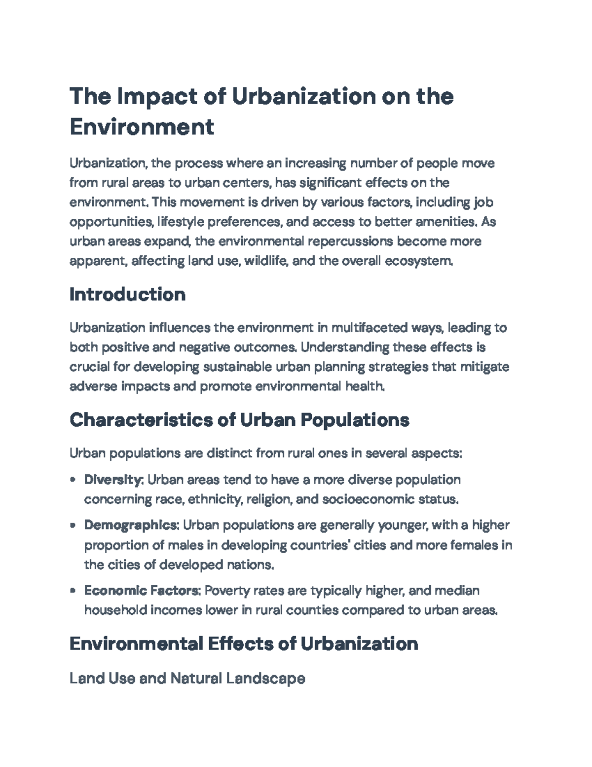 The Impact of Urbanization on the Environment: An In-Depth Analysis ...