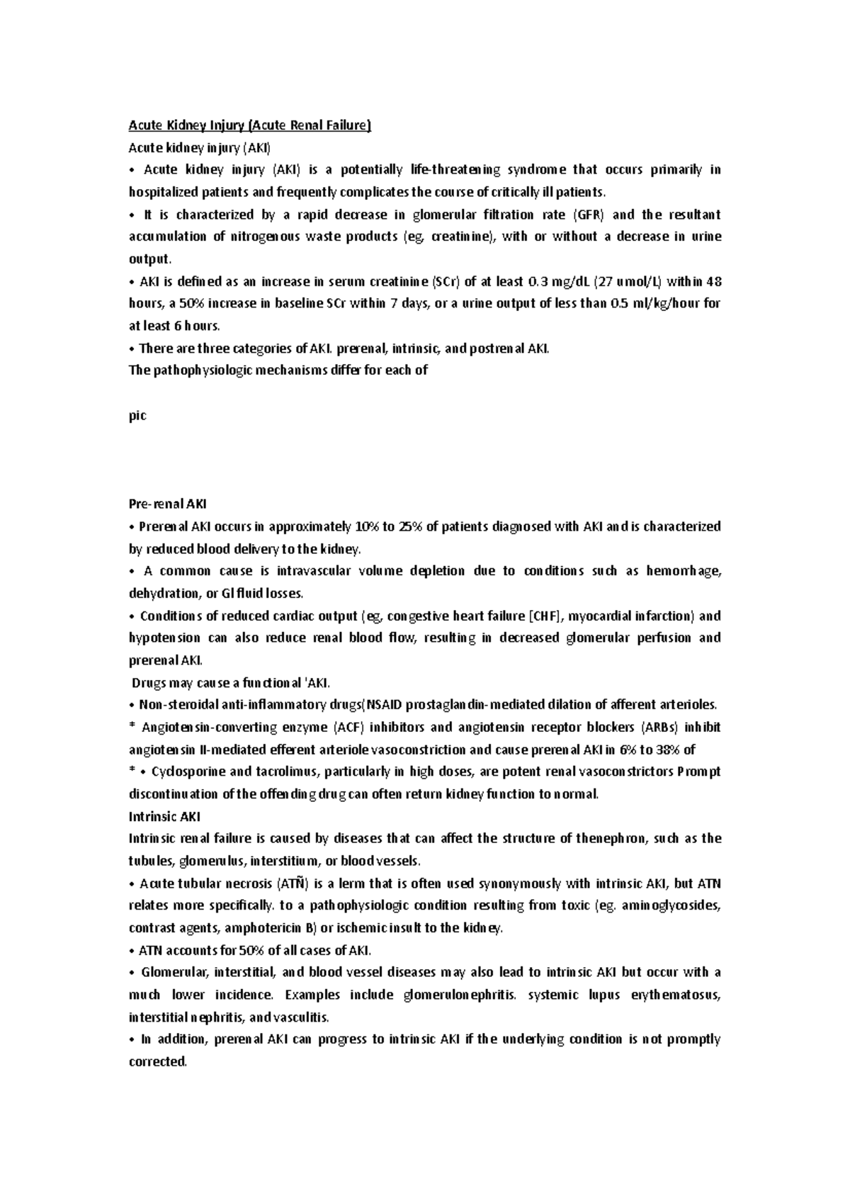 AKI Overview and Management - Lecture Notes (MED 101) - Studocu
