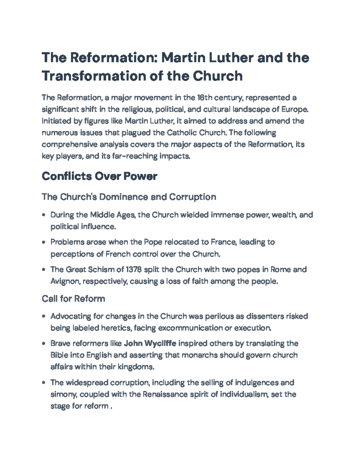 The Reformation: Martin Luther's Impact on Church & Society (HIST 101 ...