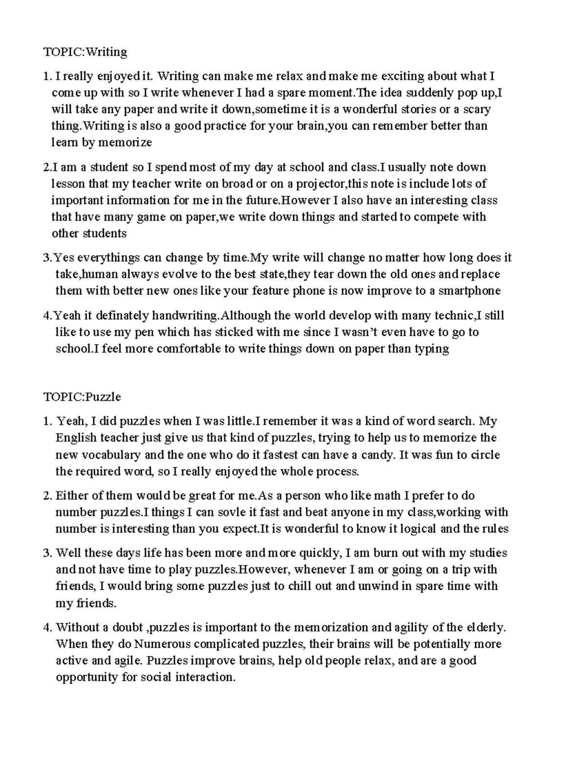 Writing and Puzzles: Insights and Reflections (Part 1 - Topic 5-6-7 ...