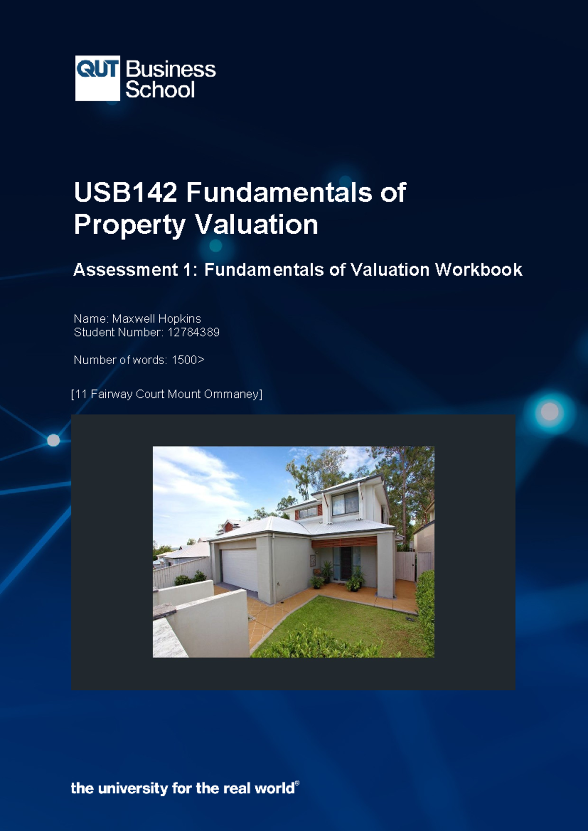 USB142 Assessment 1: Property Valuation Workbook by Maxwell Hopkins ...