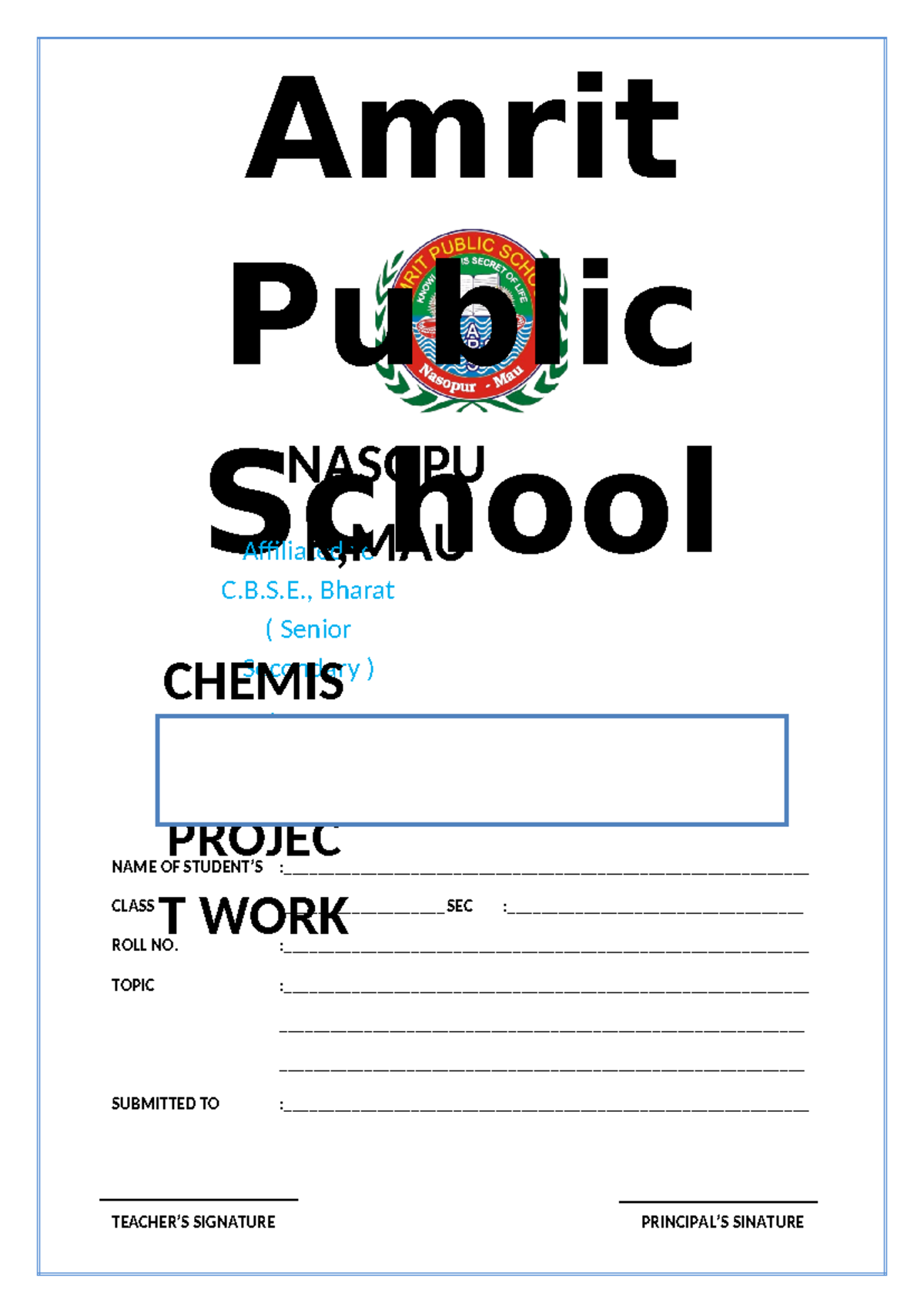 Project FILE First PAGE - NAME OF STUDENT’S - Studocu