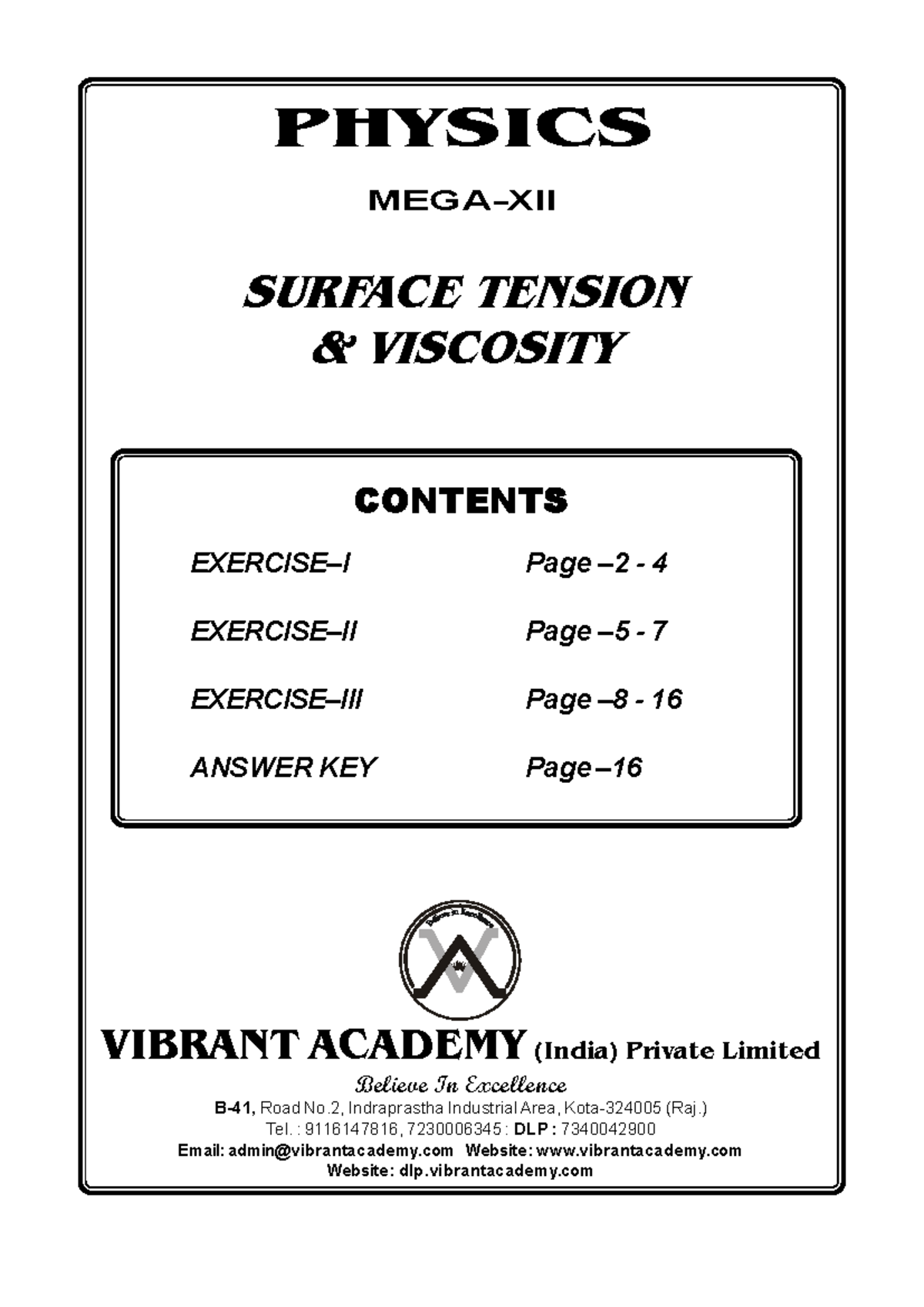 Surface Tension & Viscosity Concepts - PHYSICS (XII) Final Exam - Studocu